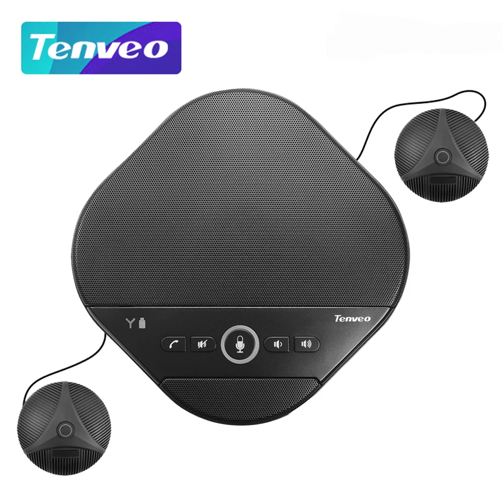 TENVEO-USB-Conference-Speaker-and-Speakerphone-360-Voice-Pickup-8m-26ft-Radius-With-2-Mini ...