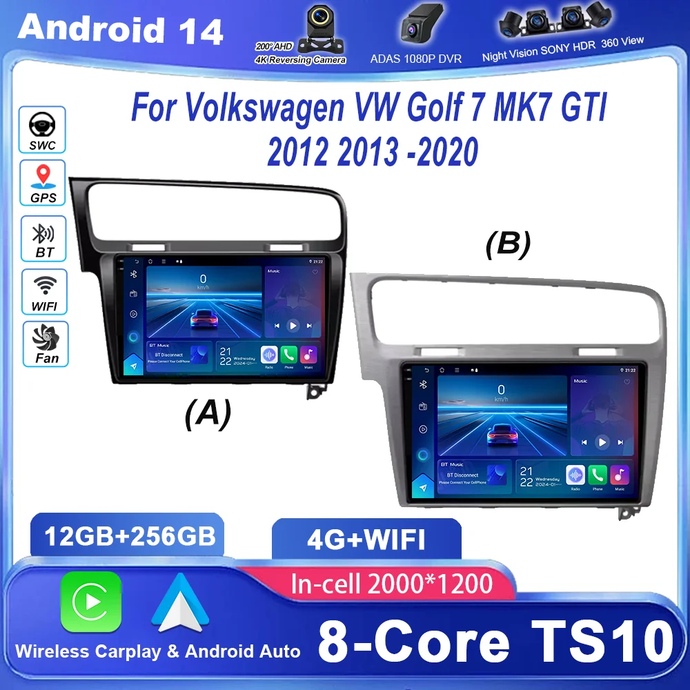 Android 14 Radio Stereo For Volkswagen VW Golf 7 MK7 GTI 2012 2013 ...