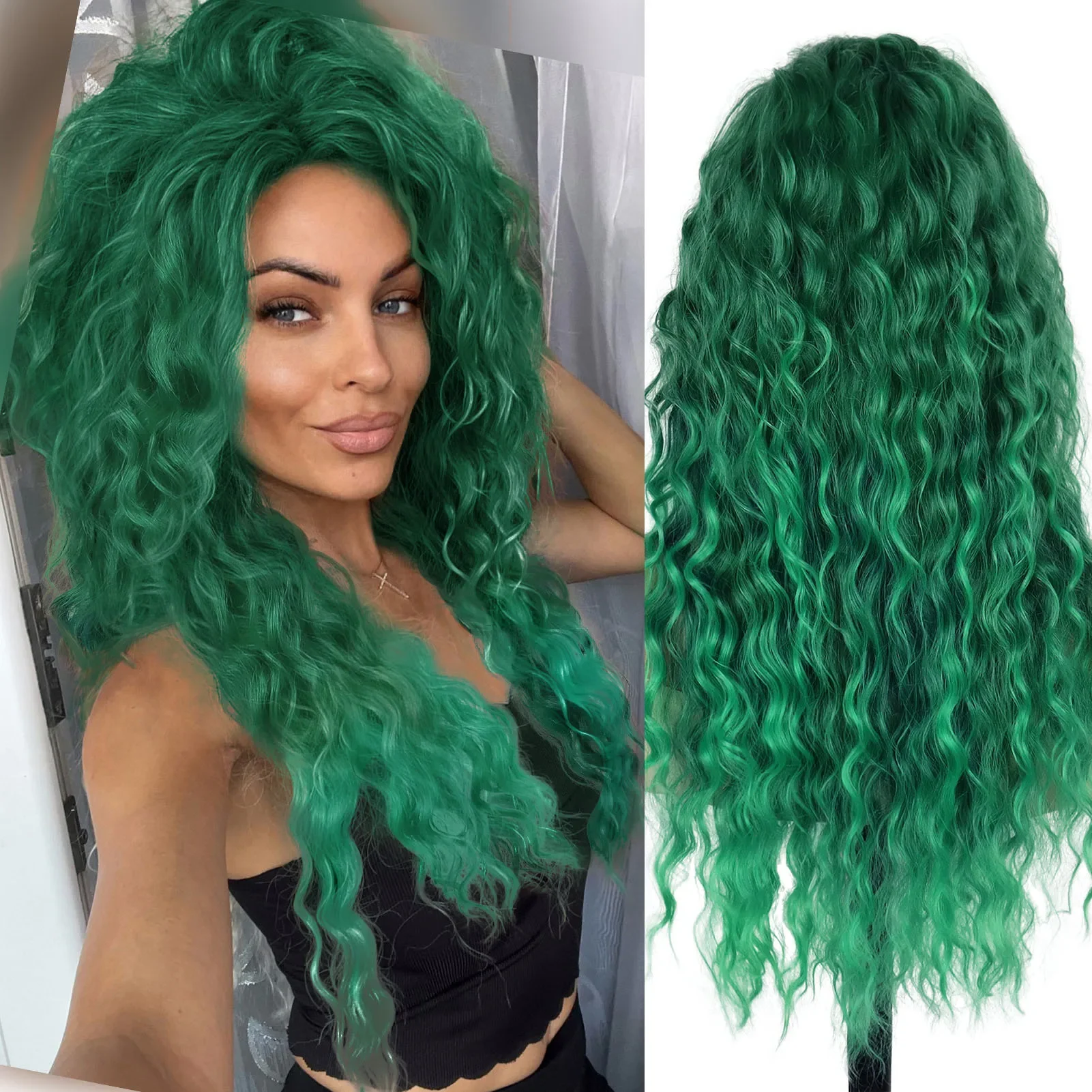 GNIMEGIL-Synthetic-Hair-Colorful-Long-Curly-Wavy-Wigs-for-Women-Fluffy ...
