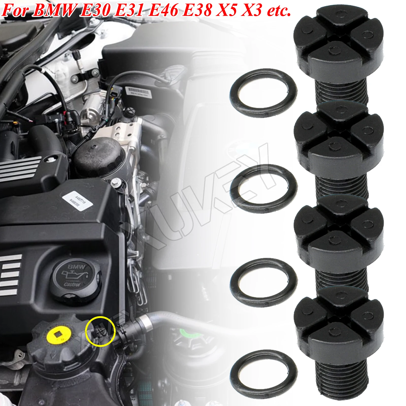 4pcs For Bmw E30 E31 E34 E36 E38 E39 E46 M3 X5 X3 Coolant Expansion ...