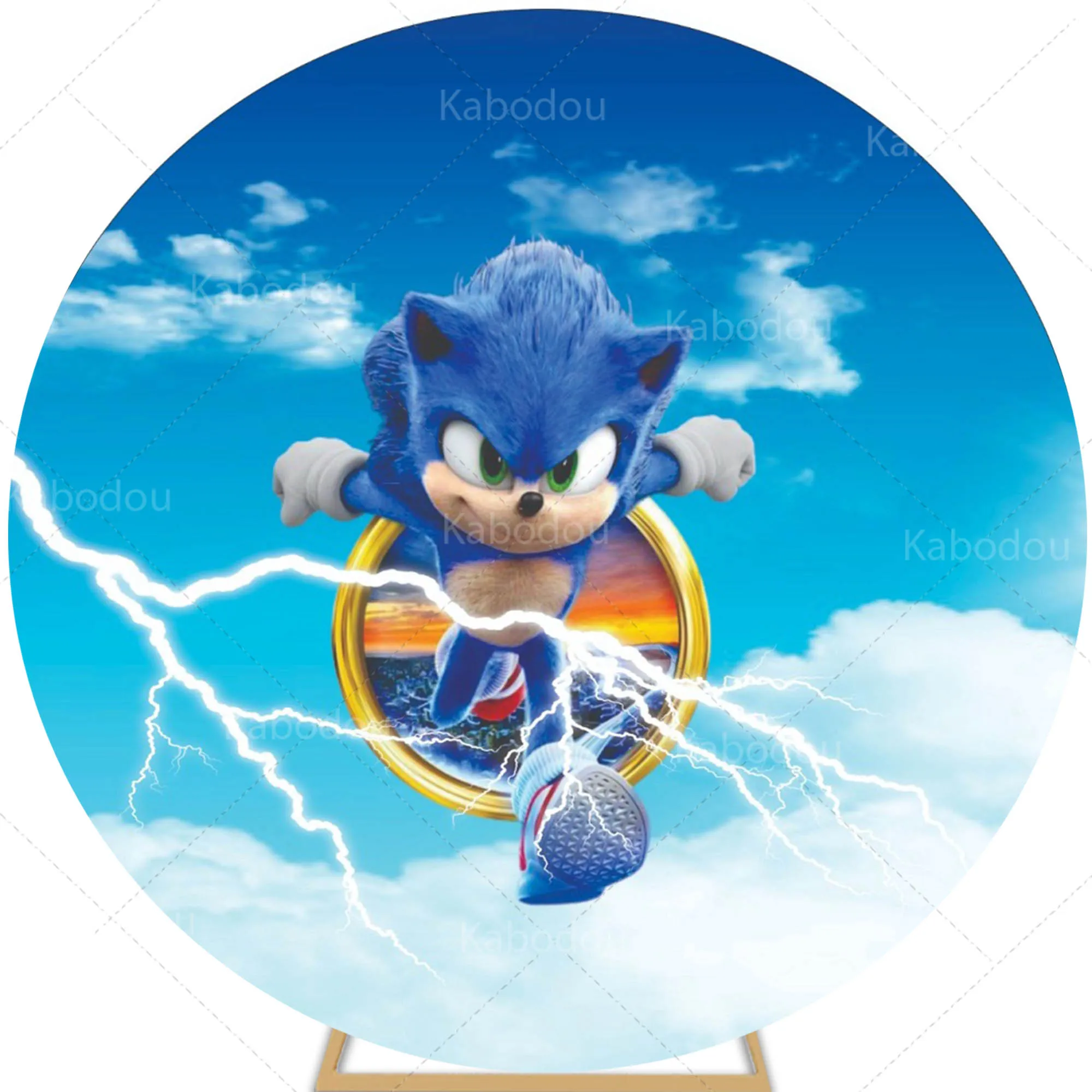 Fondo redondo azul sónico para fiesta de cumpleaños de niños ...