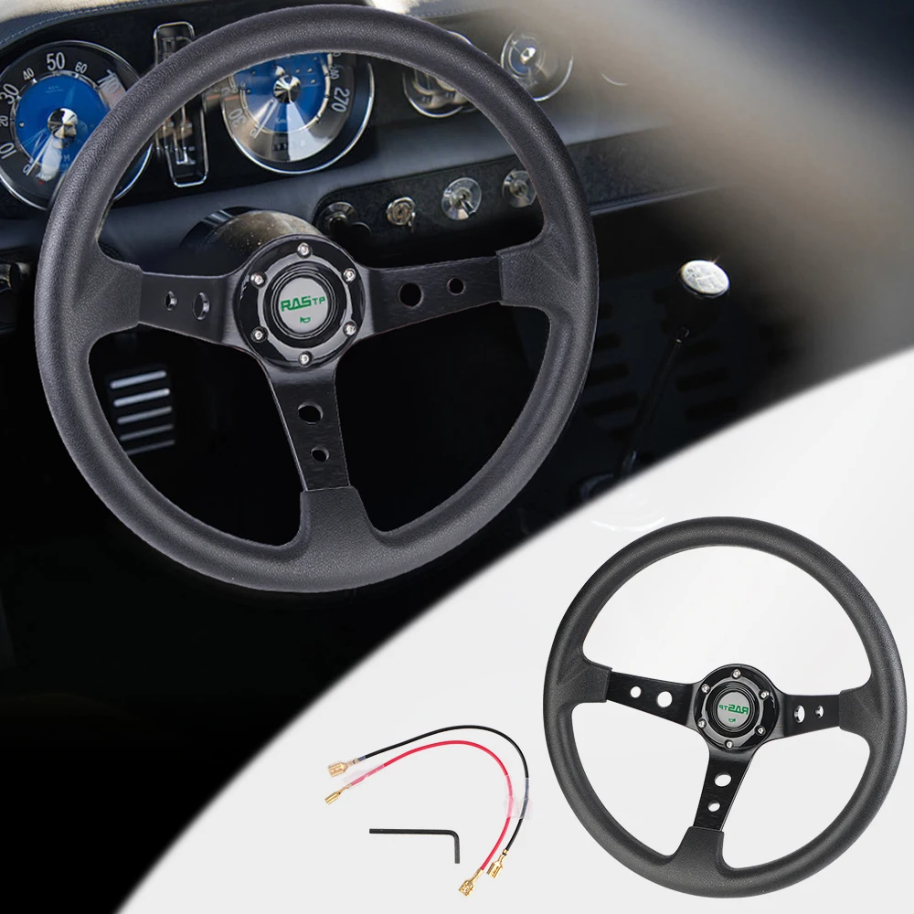 14inch-Racing-Car-Steering-Wheel-With-Horn-Buttons-PU-Aluminum-Auto ...
