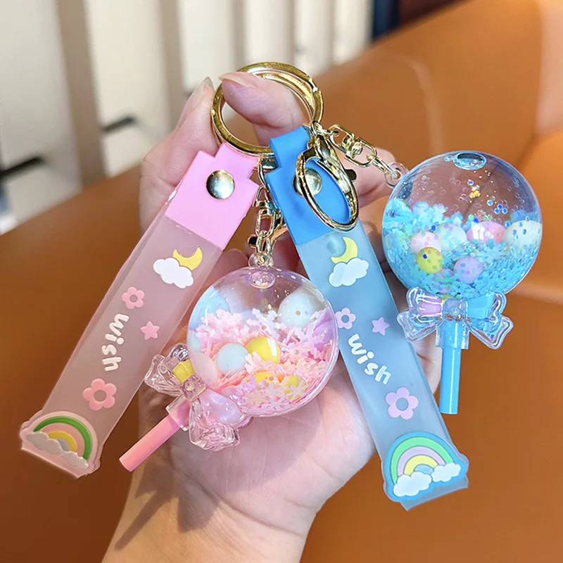 Summer-Oil-Liquid-Lollipop-Keychain-Floating-Quicksand-Snowflake ...
