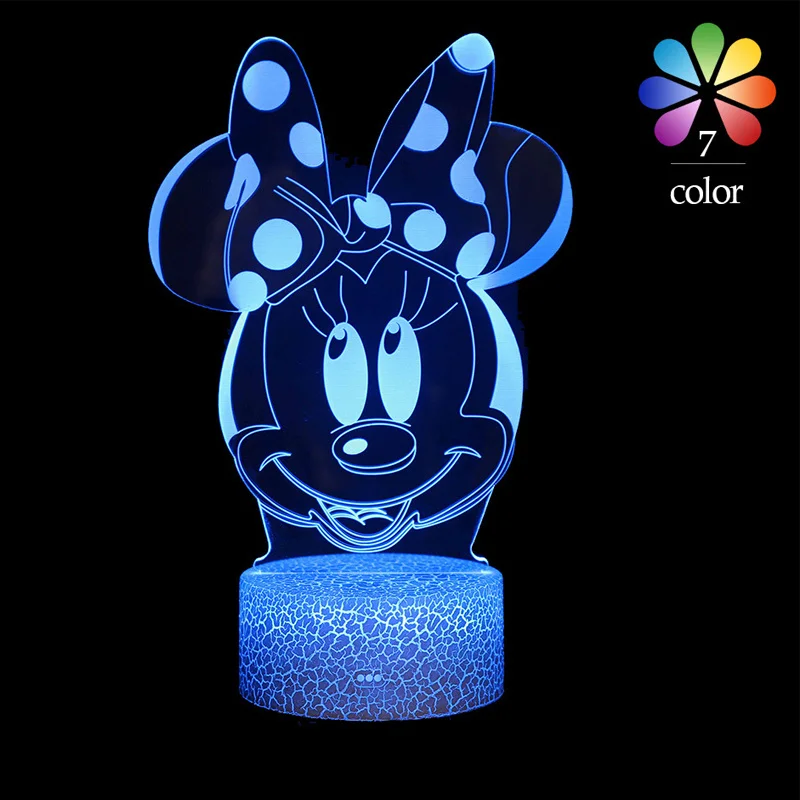 Disney Minnie Mickey Mouse Night Light Acrylic Touch Light 3d Illusion ...