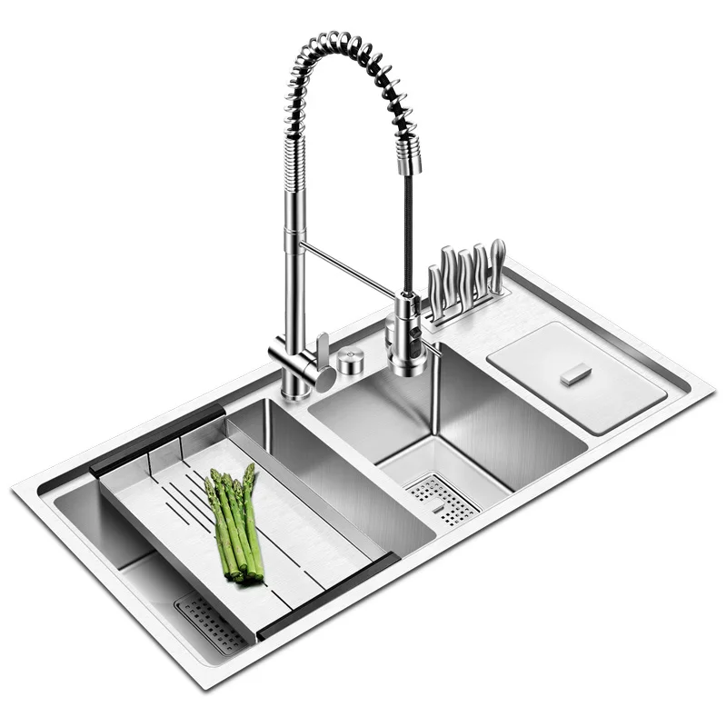 304-Stainless-Steel-Double-Kitchen-Sink-Large-Single-Vegetable-Wash ...