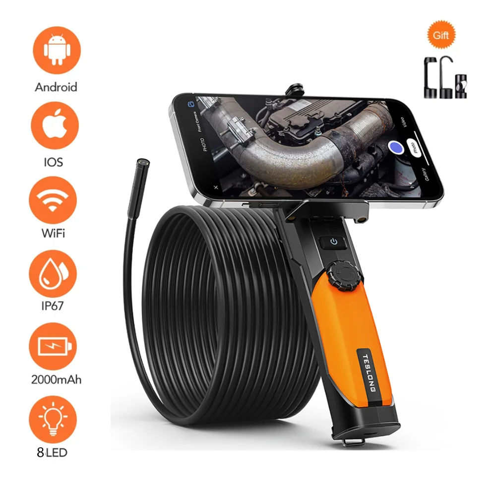 Wireless Endoscope Camera with Light, Teslong 2.0 MP 1080P Handheld ...