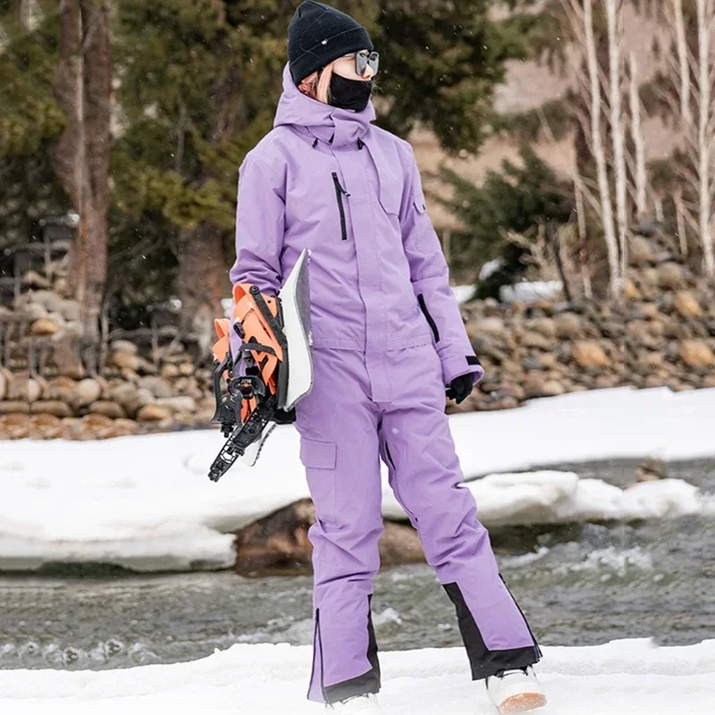 New Winter Outdoor Ski One Piece Suits Windproof Snow Sport Warm Women ...