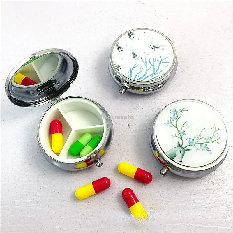 3-Cell-Metal-Pill-Boxes-Stainless-Steel-Round-Pill-Boxes-Medicine ...