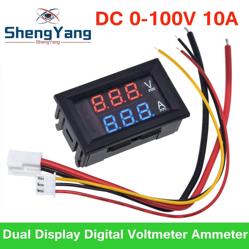 DC 0 100V 10A Digital Voltmeter Ammeter Dual Display Voltage Detector ...