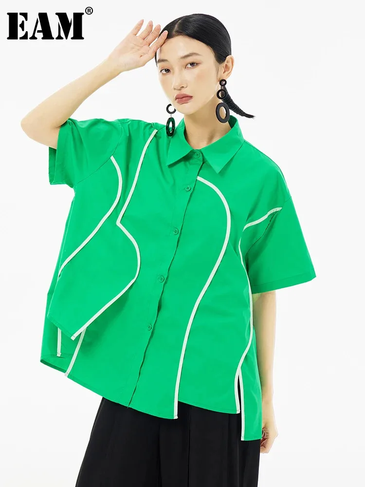 Eam-blusa-irregular-das-mulheres-camisa-de-manga-curta-cor-verde ...