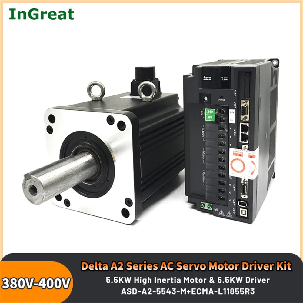 5.5KW 400V Delta A2 AC Servo Motor Driver Kit ASD-A2-5543-M+ECMA ...
