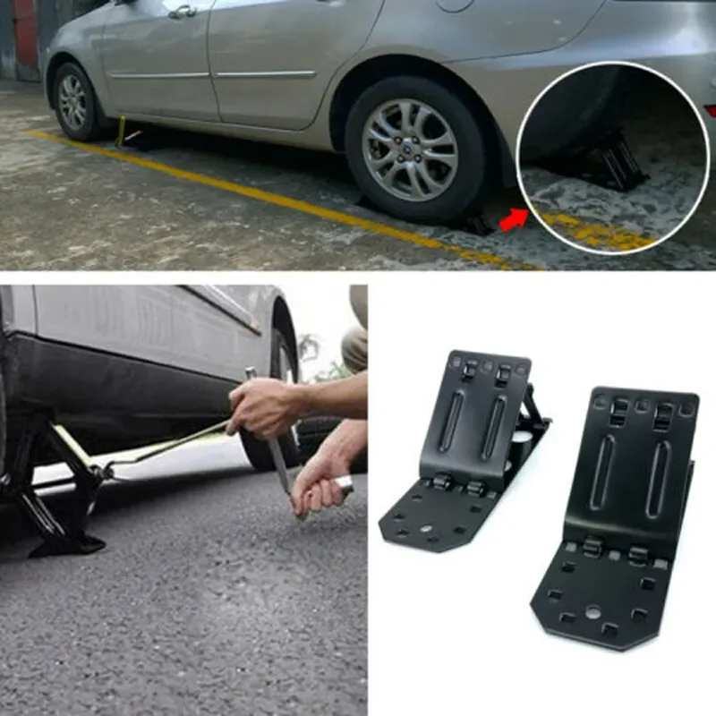 2Pcs-Thick-Iron-Plate-Car-Auto-Wheel-Tire-Chock-Stop-Block-Slope-Anti ...
