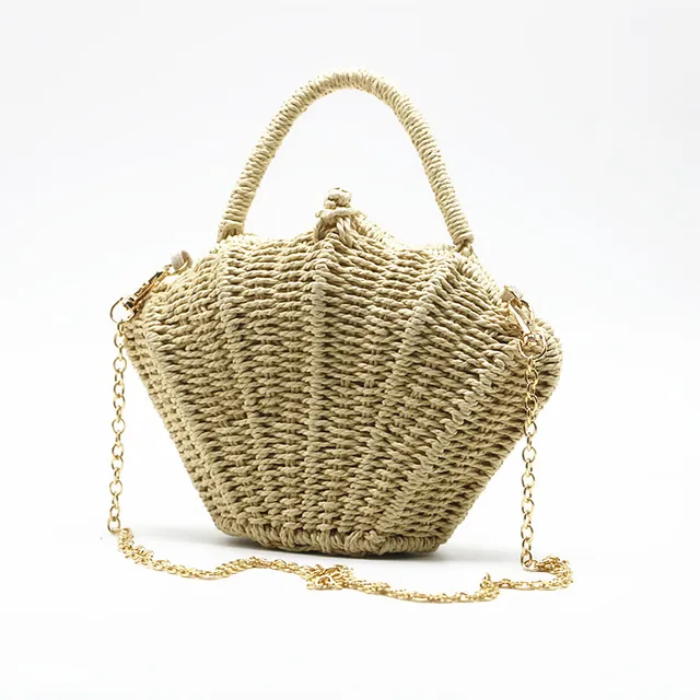 Shell-shaped chain small Messenger Bag rattan woven ins shoulder ...