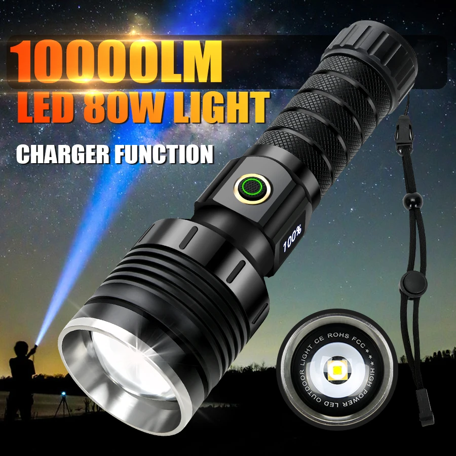 Ultra-Powerful-LED-Flashlights-10000LM-Rechargeable-Tactical-Lantern ...