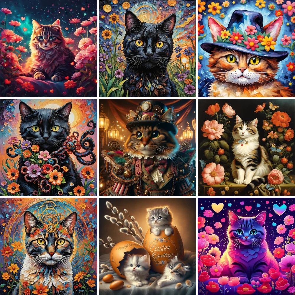 Animal Pet Cat Paintings By Numbers 40x50 Drawing Arts And Crafts For ...