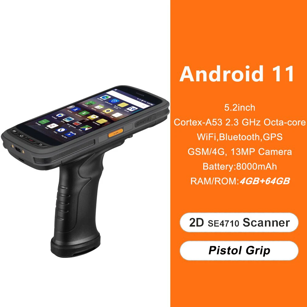 Warehouse-PDA-Android-11-OS-4G-RAM-64G-ROM-Zebra-4710-Pistol-Grip-1D-2D ...