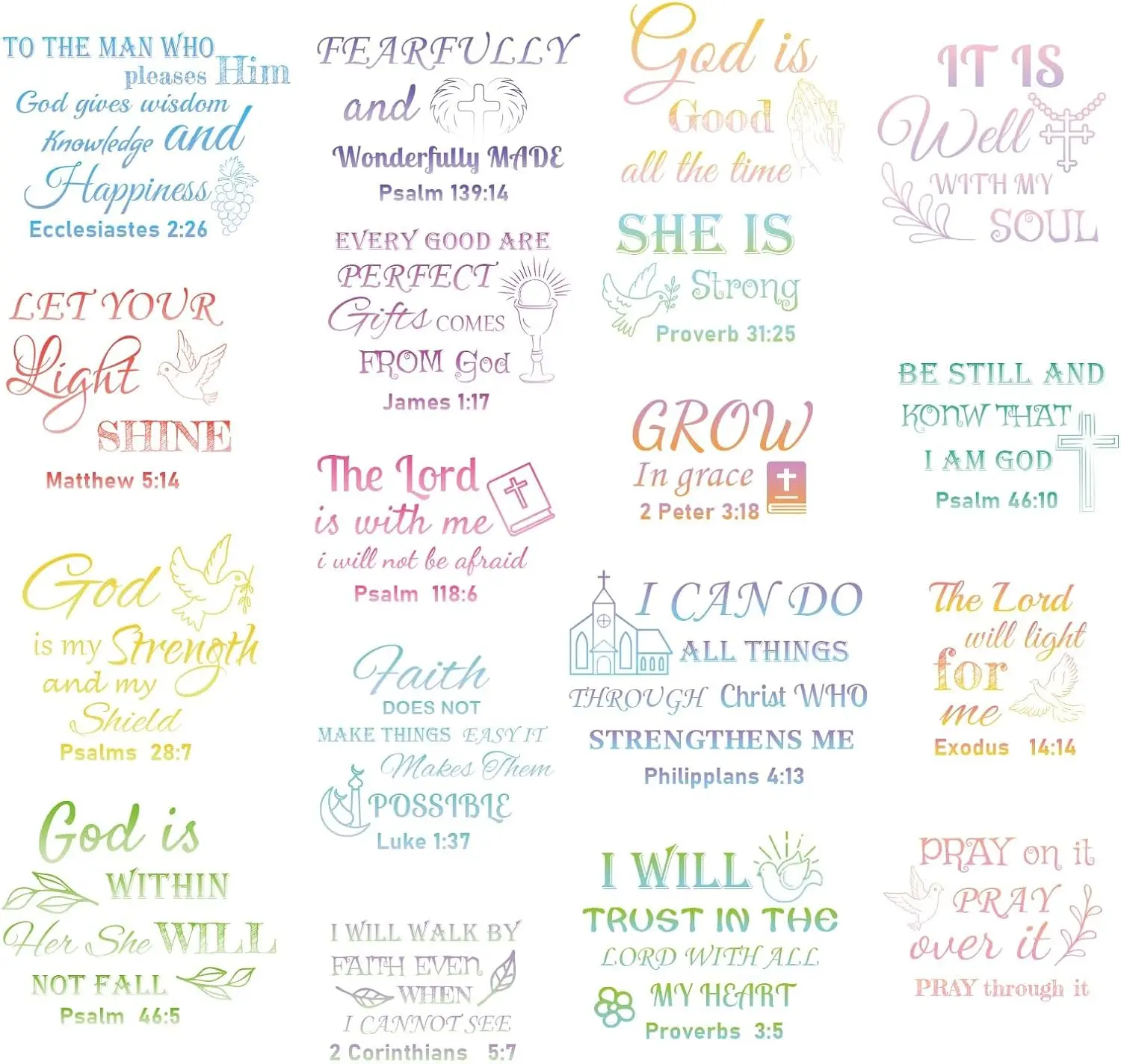 Bible-Verse-Decals-Rub-On-Bible-Verse-Quotes-Transfers-Stickers-Jesus ...