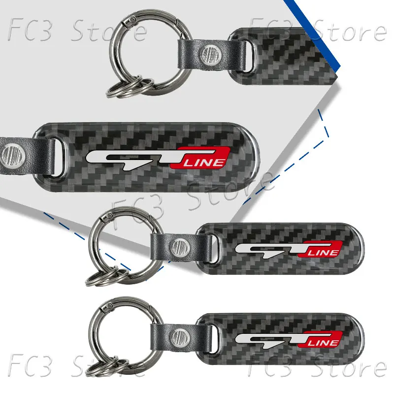 Creative Car Carbon Fiber Style Keychain Leather Key Chain For Kia GT ...