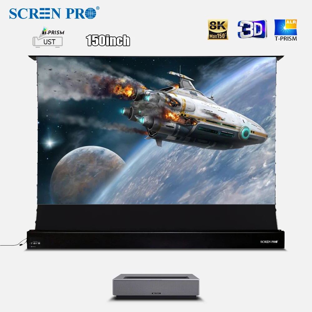 SCREENPRO-150-Inch-4k-UHD-Laser-TV-Projector-Screen-Motorized-Floor ...