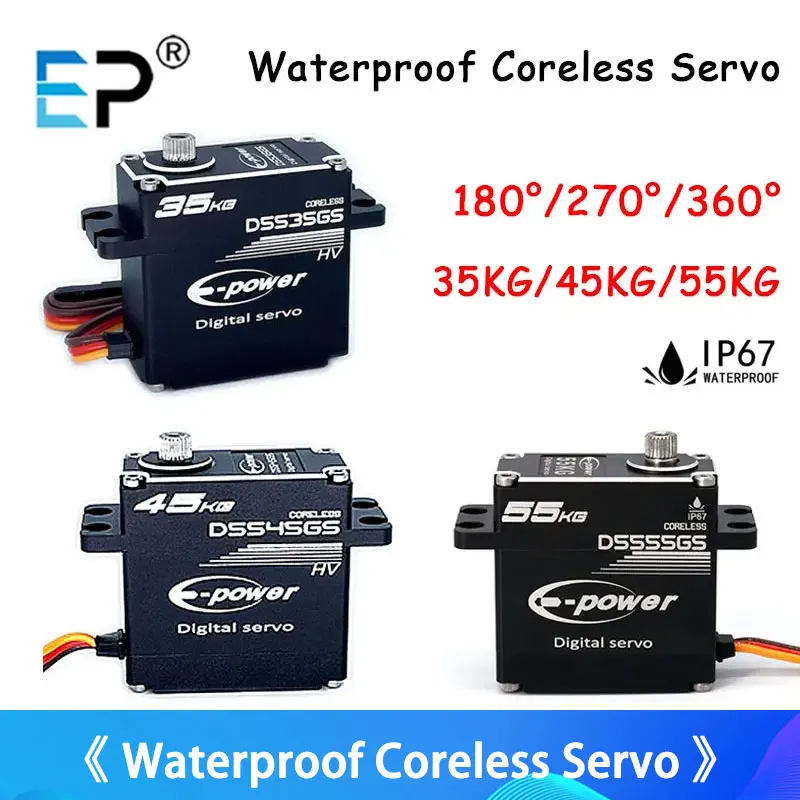 E-Power-35KG-45KG-55KG-Waterproof-Coreless-Servo-180-270-360-Degree ...