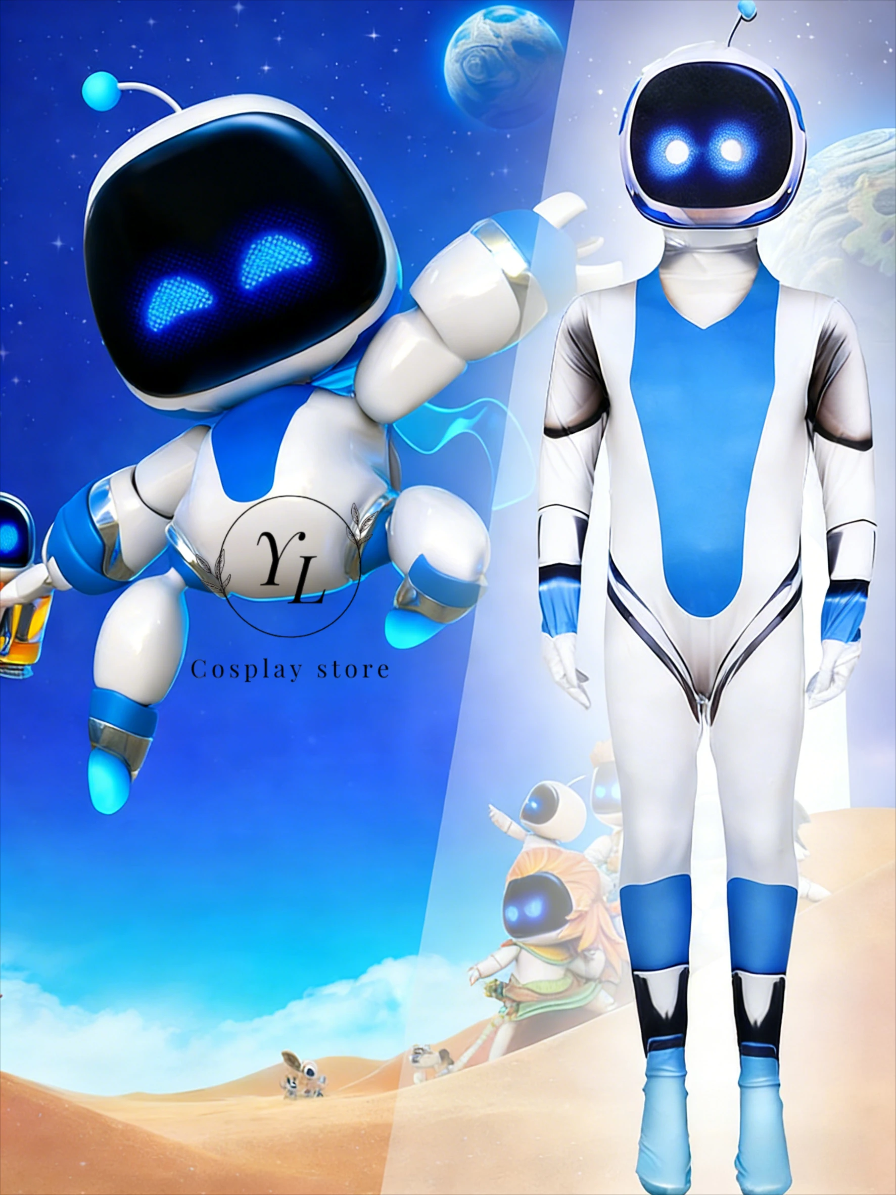 Children Adult Astro Bot Game Cosplay Costume Role-playing Jumpsuit ...