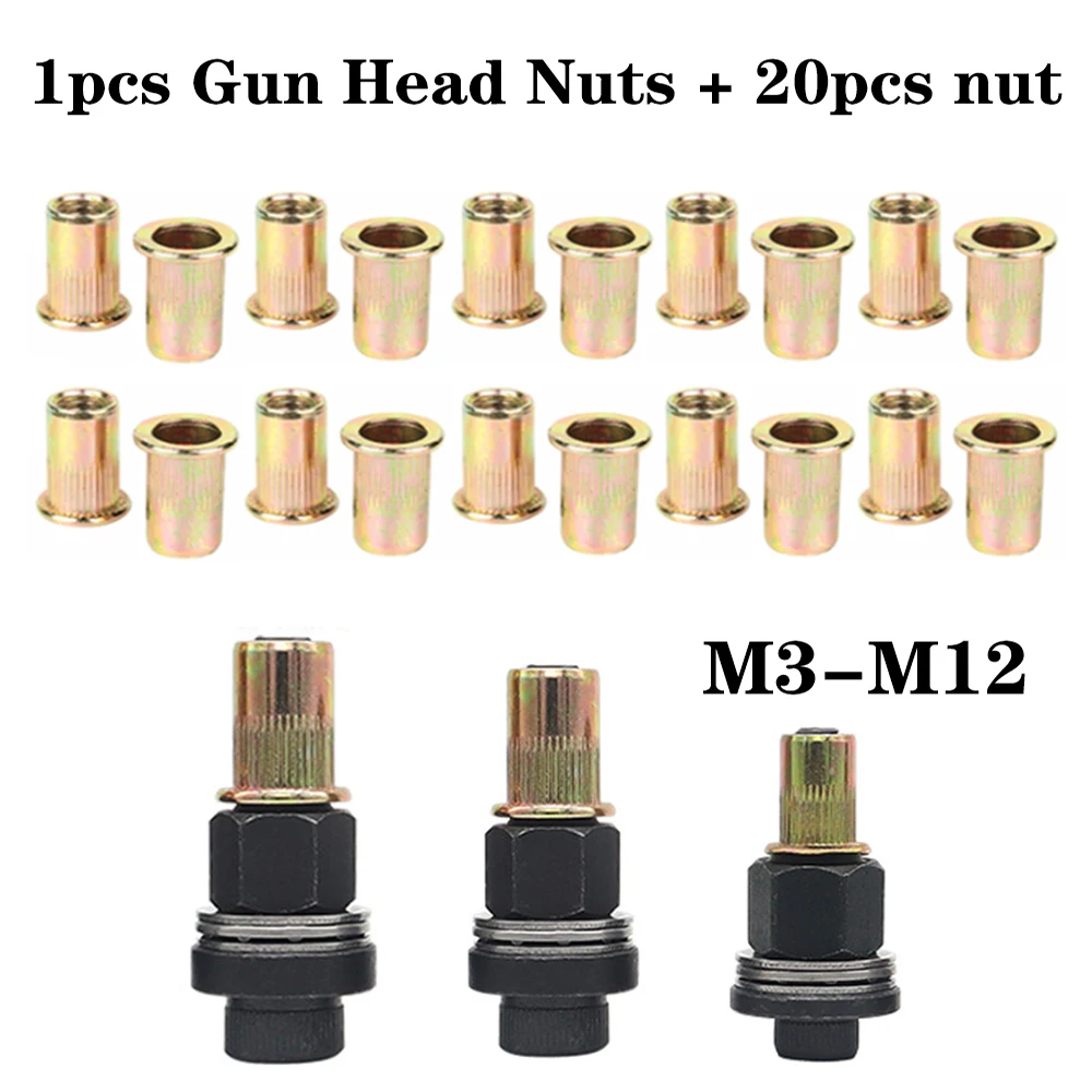 Hand Rivet Nut Gun Head Nuts Riveter Tool M3 M4 M5 M6 M8 M10 M12 For ...