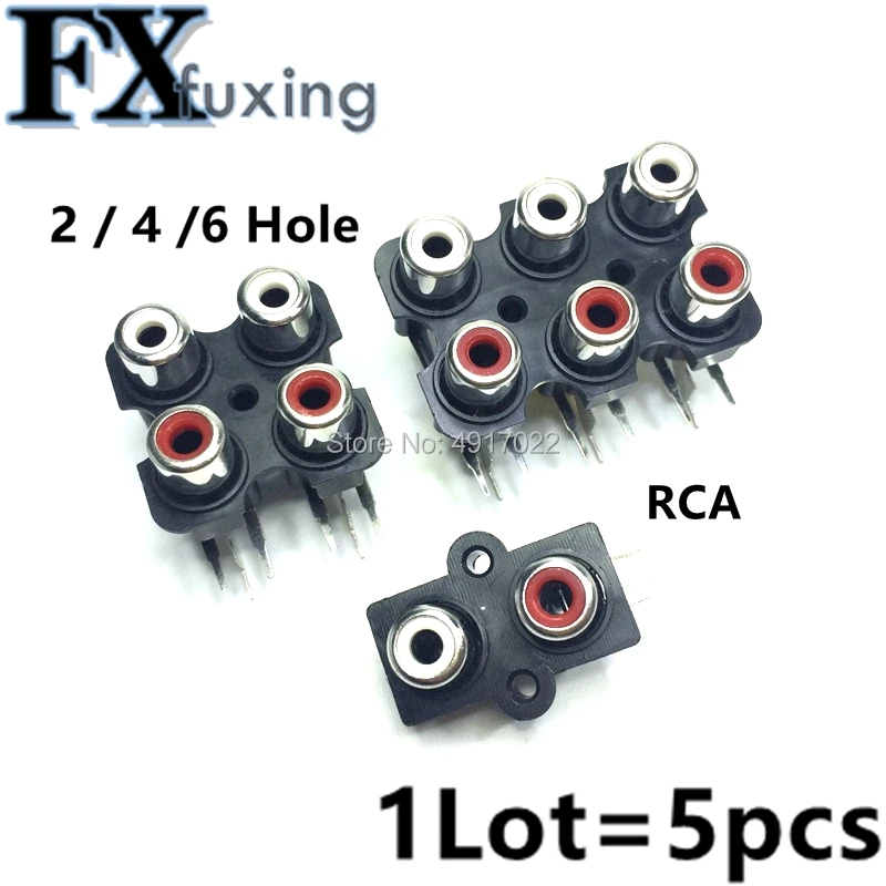 5Pcs 2 / 4 / 6 hole RCA Female Stereo audio Jack AV Audio input socket ...
