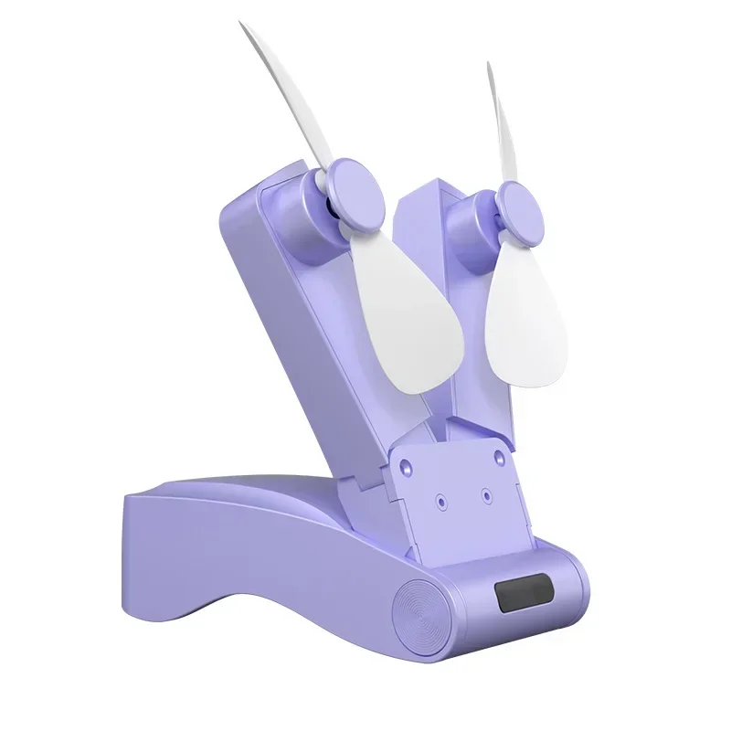 Double-Head-Folding-Electric-Fan-3-in-1-Portable-Mini-Handheld-Cooling ...