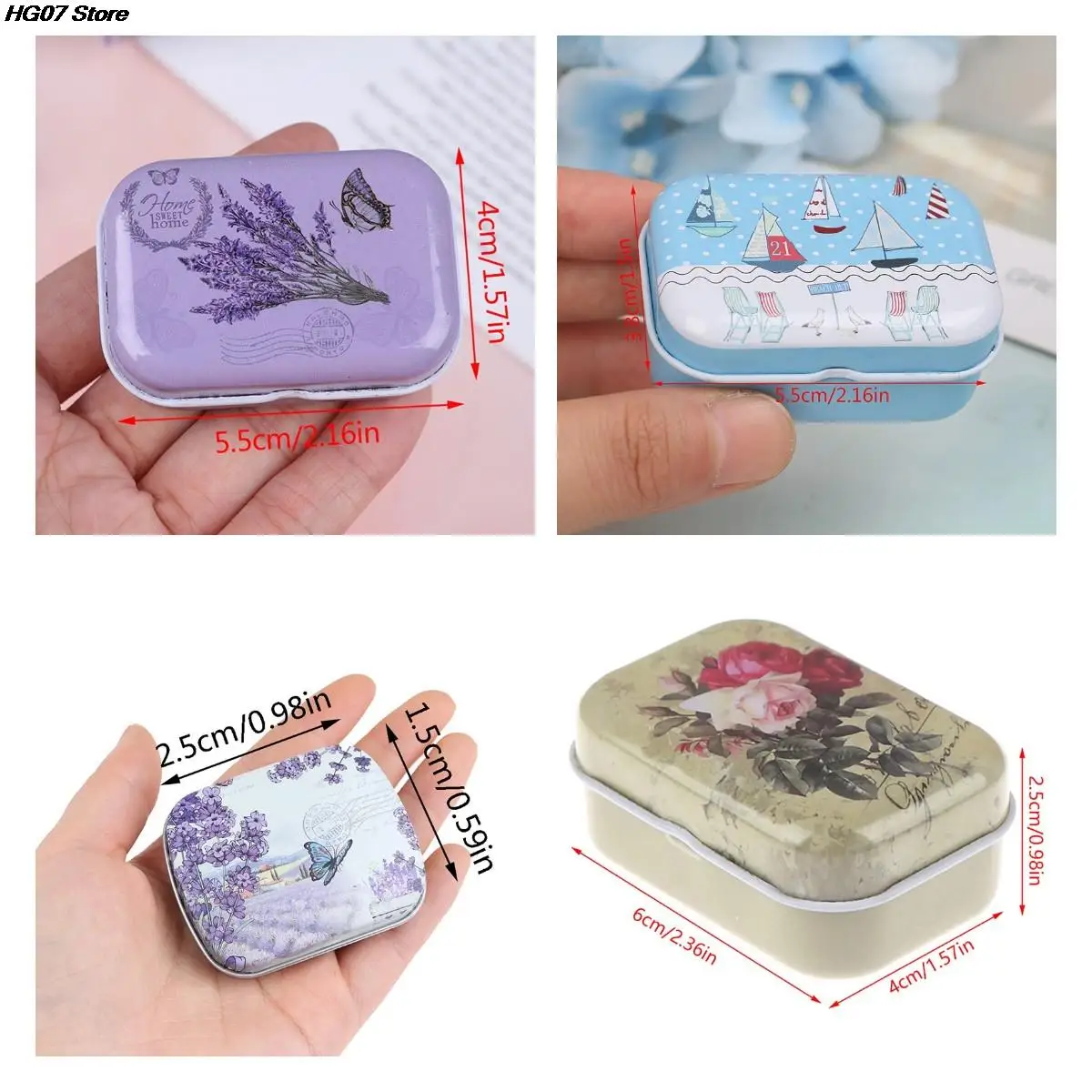 1XLavender Mini Tin Box Sealed Jar Packing Boxes Jewelry, Candy Box ...