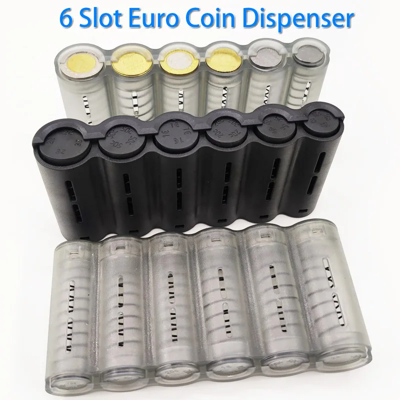 Portable-6-Slot-Euro-Coin-Storage-Dispenser-Euro-Coins-Holder-Collector ...