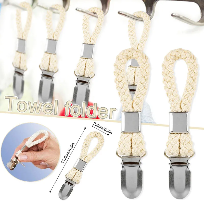 Braided-Cotton-Loop-Towel-Clip-With-Metal-Clamp-Multipurpose-Cloth ...