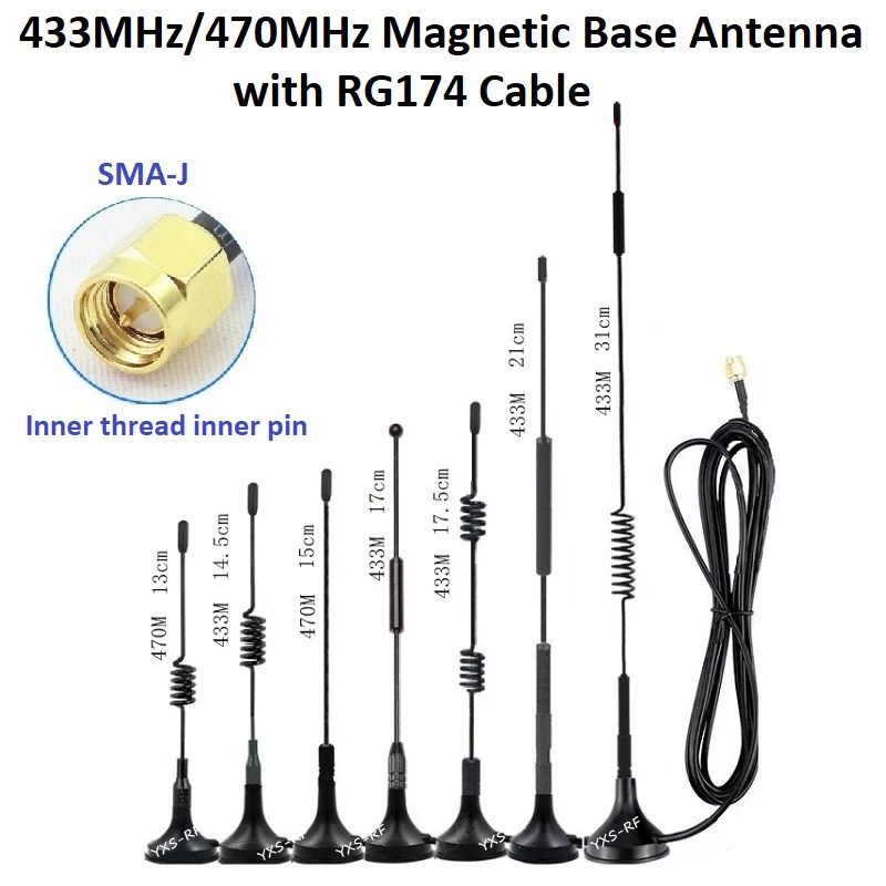 433MHz 470MHz Magnet LoRa Antenna SMA Male Connector Magnetic Mount ...
