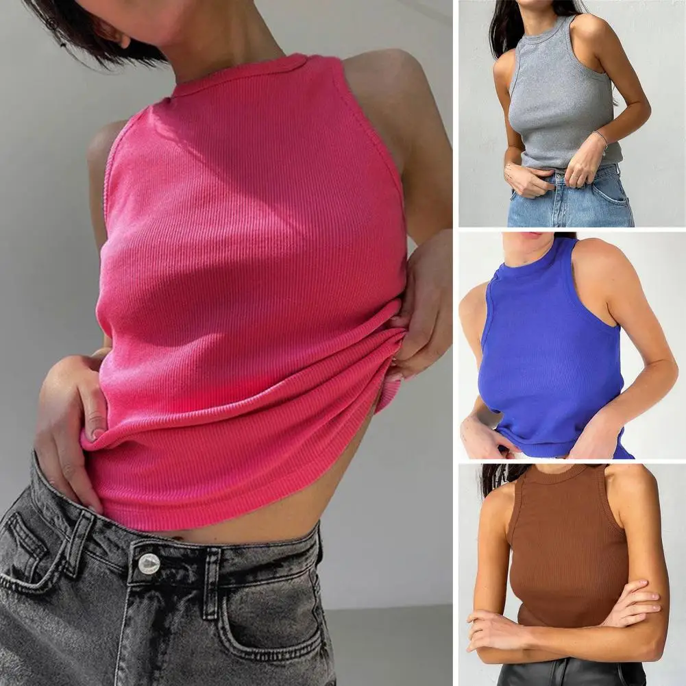 Women-Solid-Round-Neck-Ribbed-Tank-Top-Camisole-Women-Summer-Basic ...
