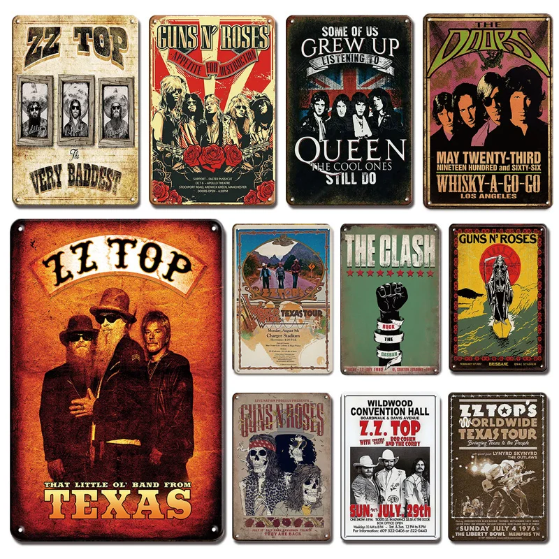 Retro Music Band Poster Metal Plaque Tin Sign Vintage Rock N Roll Plate ...
