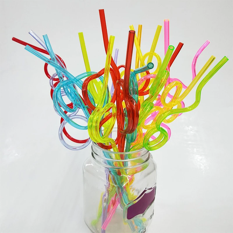 10pcs-lot-PET-Shaped-Straw-Colorful-Curved-Straw-Crazy-Curly-Loop ...