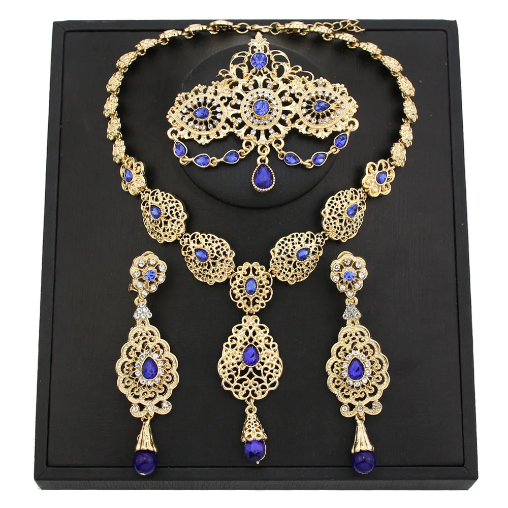 Sunspicems Gold Color Moroccan Bride Jewelry Sets for Women Caftan ...
