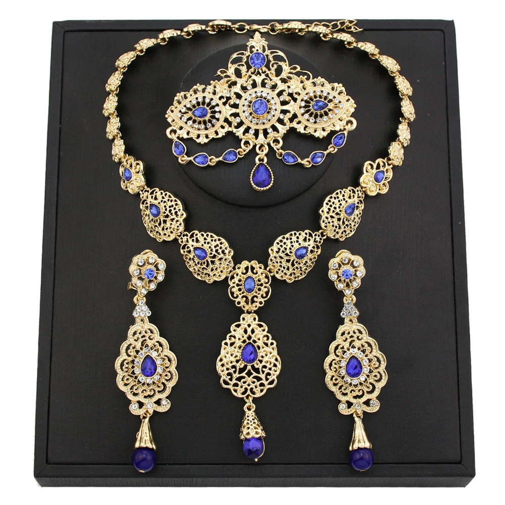 Sunspicems Gold Color Moroccan Bride Jewelry Sets for Women Caftan ...