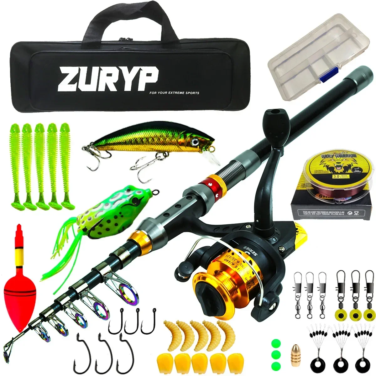 Portable-Travel-Spinning-Rod-and-Reel-Kit-Fishing-Rod-and-Reel-Sets-Fly ...