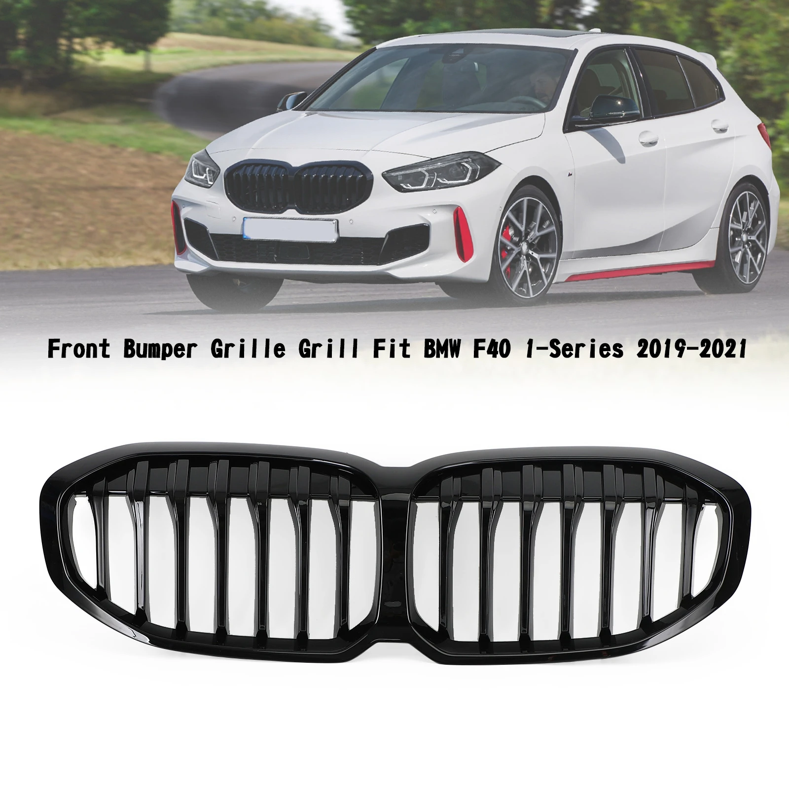 Gloss Black Front Replacement Hood Grille Fit For BMW F40 1-Series 2019 ...