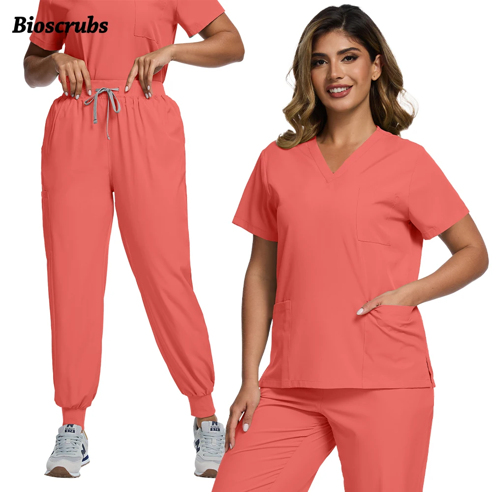 Medical Clothes Women Elastic Quick-drying Doctor Nurse Work Suit Solid ...