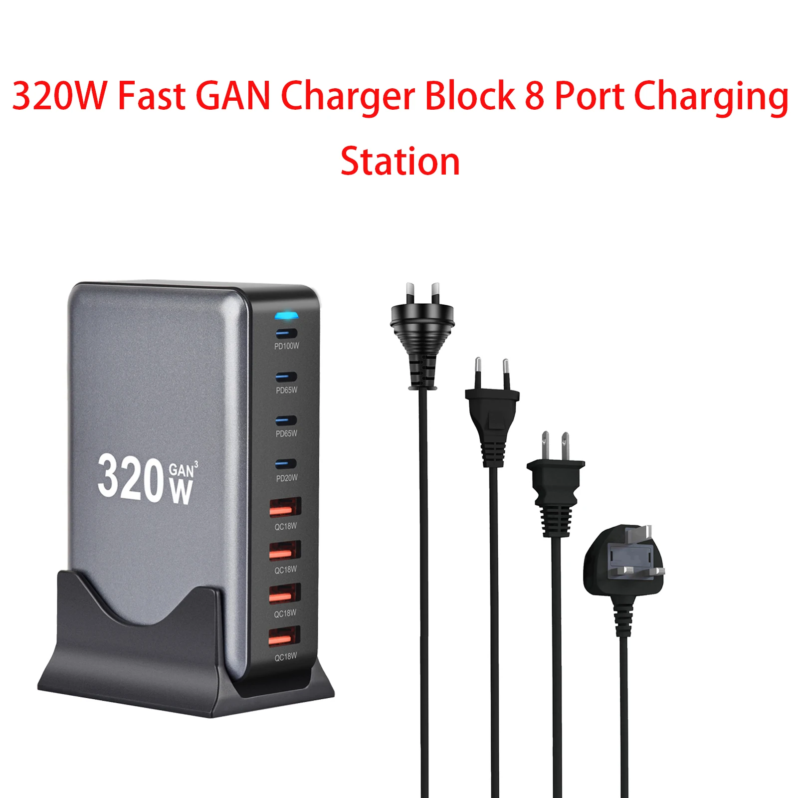 USB-C-Charger-320W-Fast-GAN-Charger-Block-8-Port-Charging-Station-HUB ...