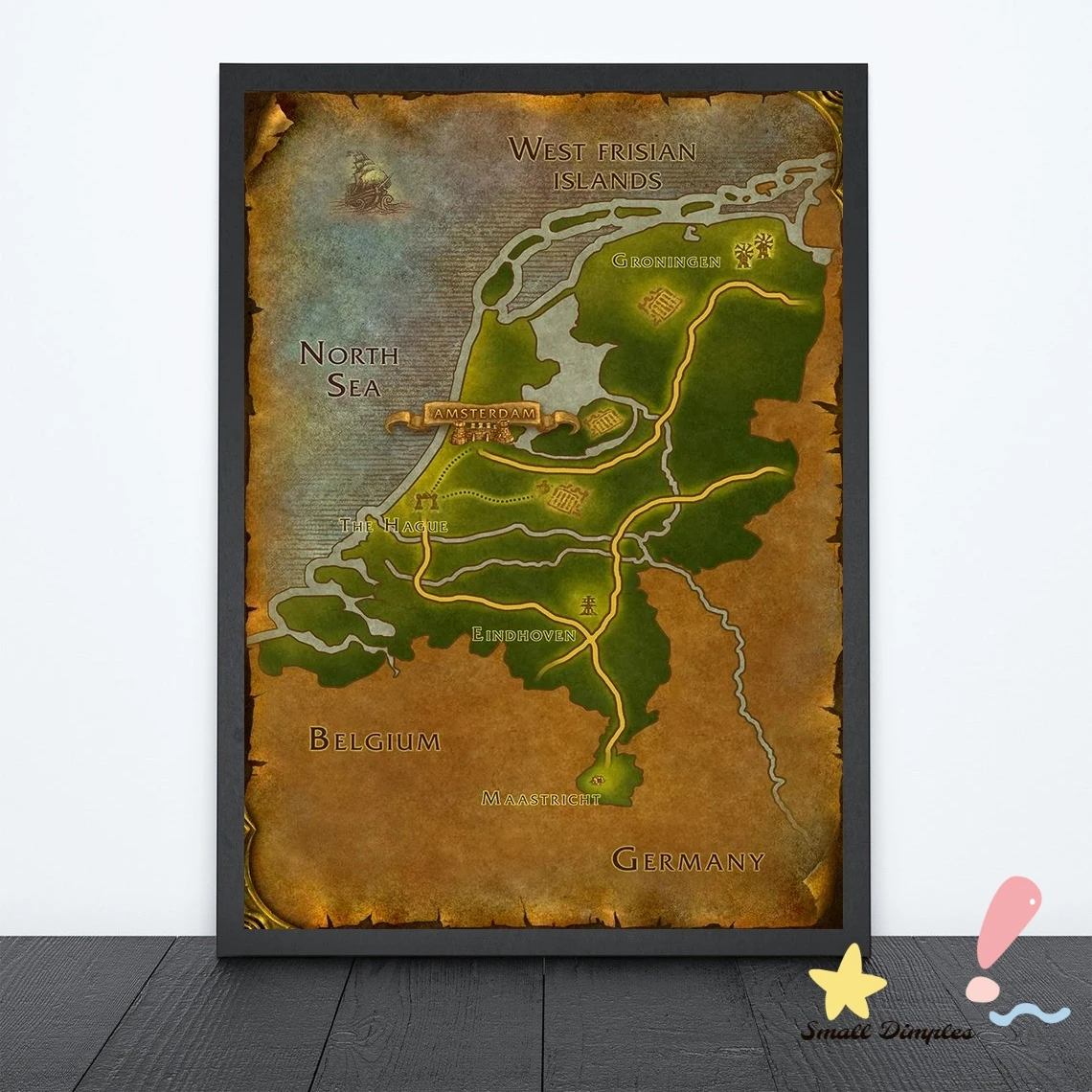 Map-Of-Netherlands-World-Of-Warcraft-Style-Map-Game-Poster-Canvas-Art ...