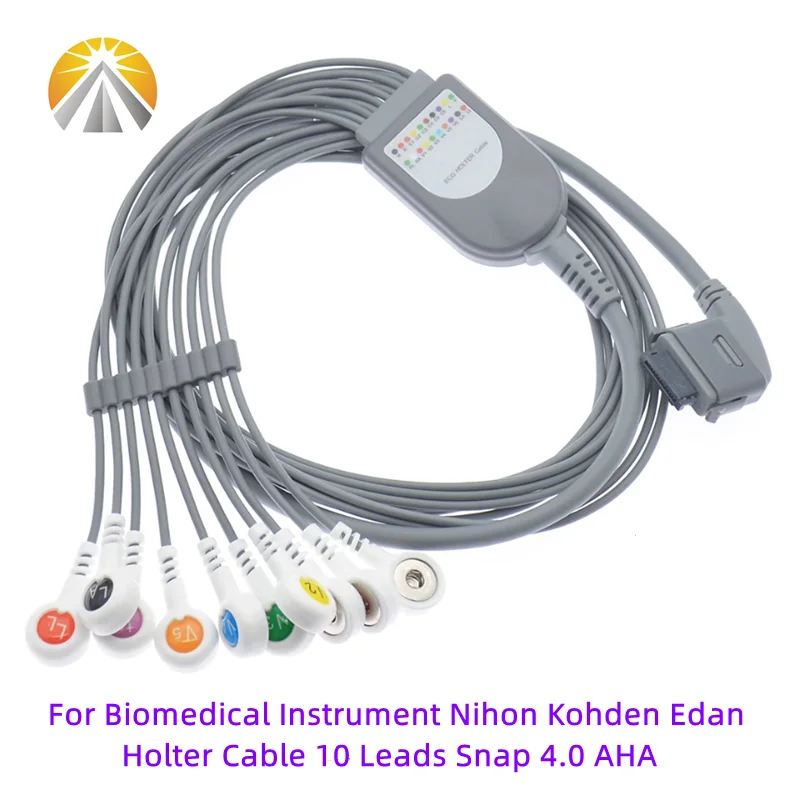 Holter Cable 26 Pin 10 Leads Snap 4.0 AHA For Nihon Kohden RAC3012 ...