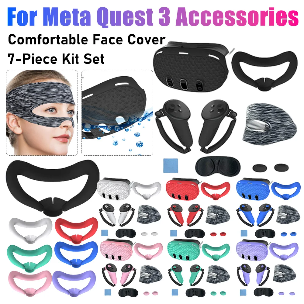 7-Piece Set Comfortable Sweatproof Face Cover Nose Pad Eye Mask TPU VR ...