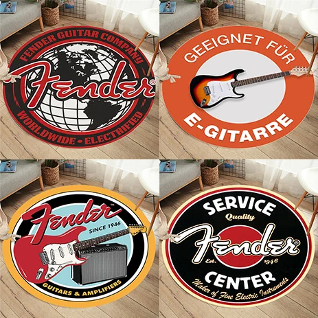 Fender guitar round carpet Rock floor mat Flannel print carpet ...