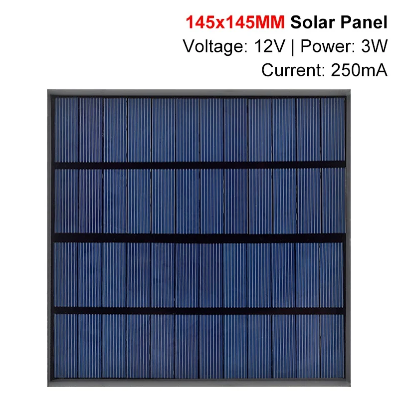 TZT-12V-250mA-3W-Solar-Panel-Polycrystalline-145-145MM-Mini-Sunpower ...