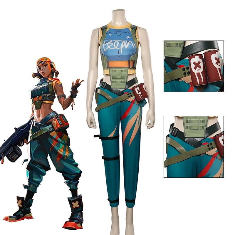 Game VALORANT Cosplay Costume Raze A Complete Set of Female Cos Clothes ...