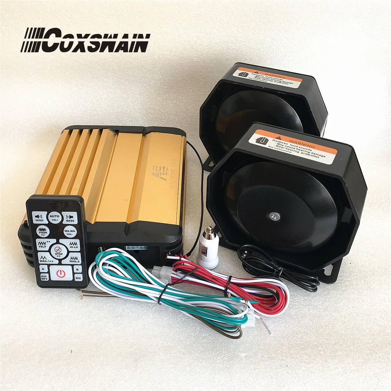 S8 Coxswain 400W Car Amplifier Multi-tone & Claxon Horn Wireless Police ...