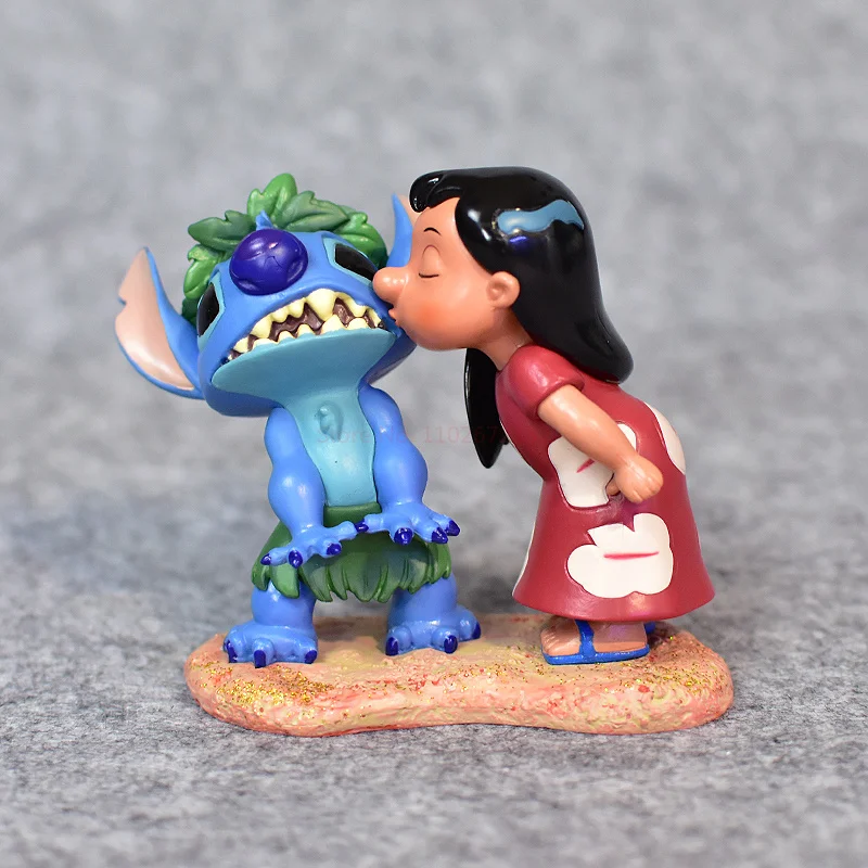 Kawaii Disney Lilo Kiss Stitch Figures Beach Series Cartoon Anime Acti ...