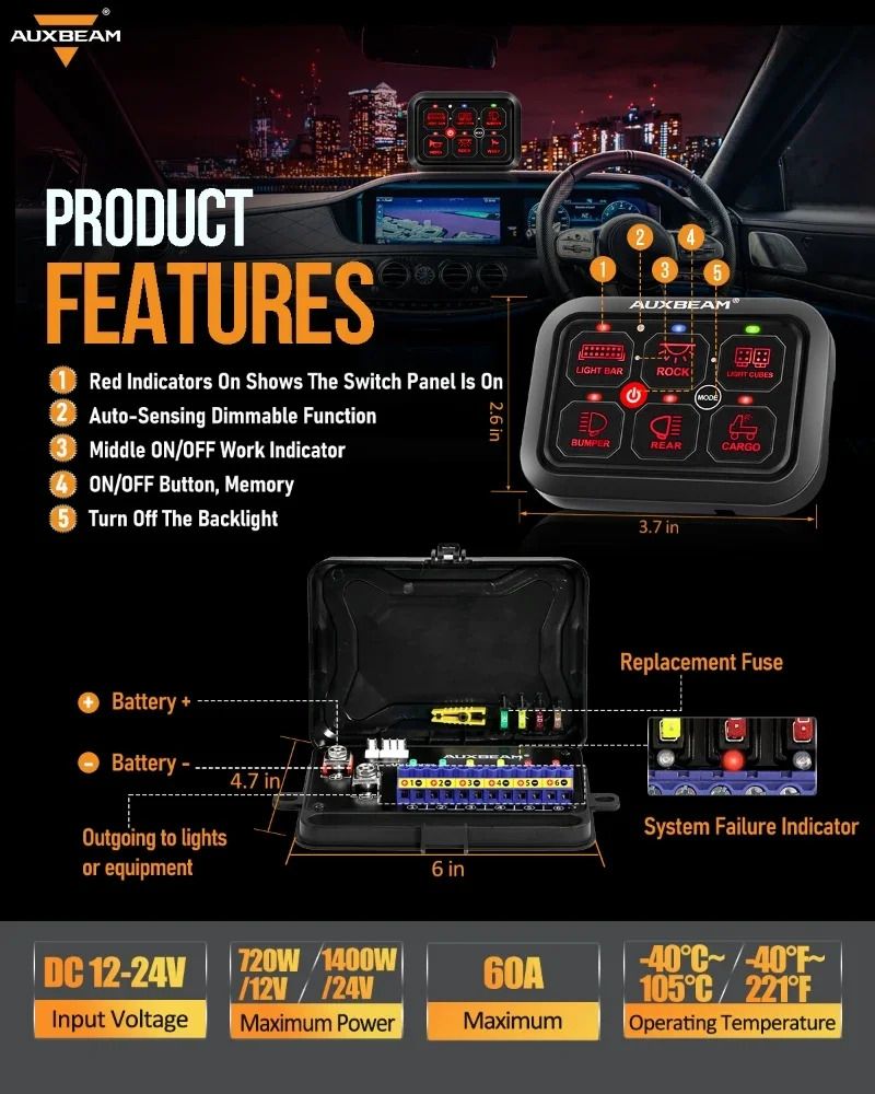 Gamma Ray Control Panel Switch 6 Gang Switch Panel | Off Road Light